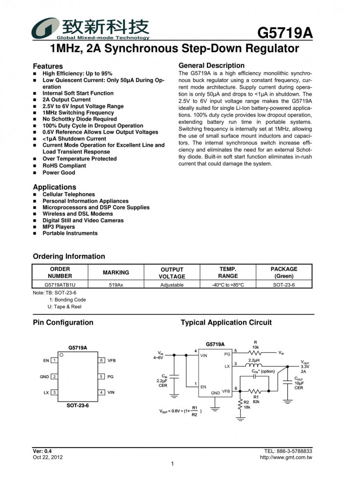 GMT G5719TB1U datasheet page 2