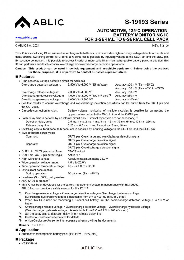 S-19193 datasheet page 1