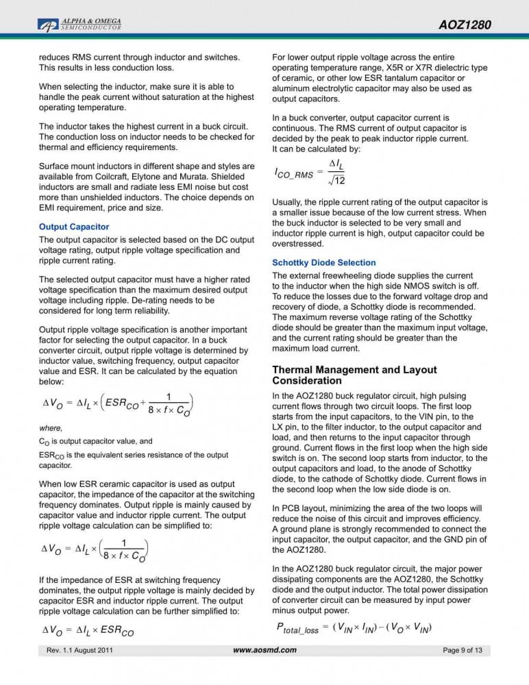 AOZ1280CI datasheet page 9