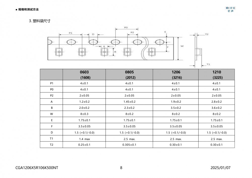 HRE MLCC specification page 8