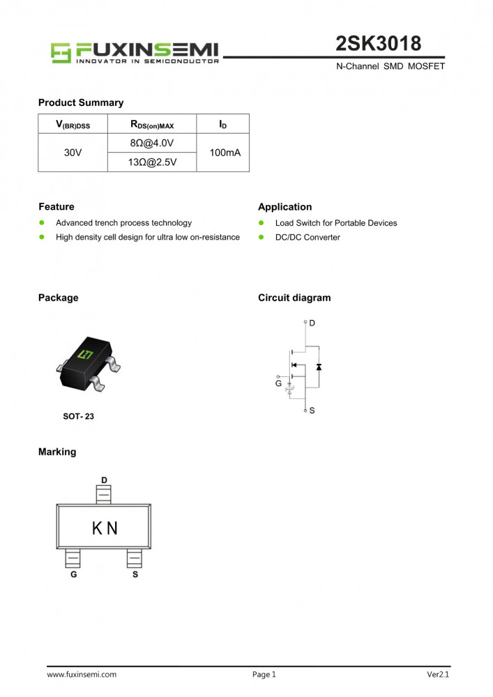 2SK3018 datasheet page 1