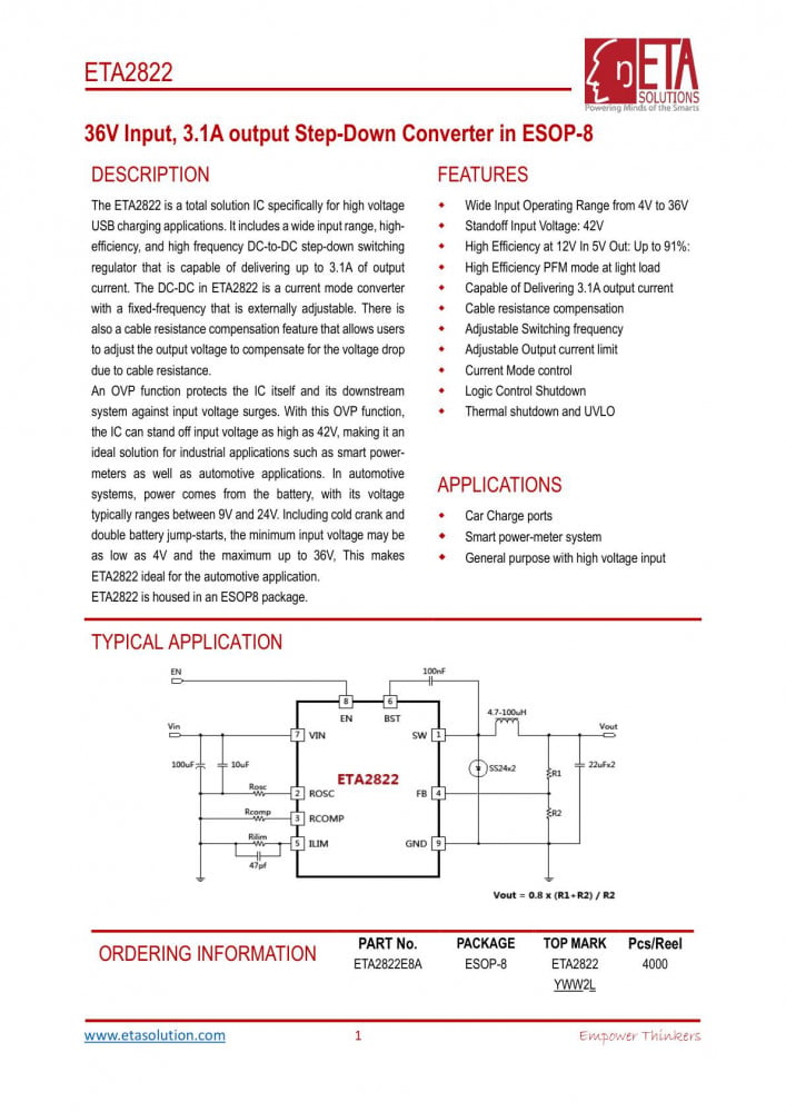 ETA2822E8A datasheet page 1
