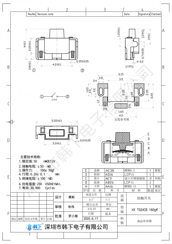 HX TS24CB 160gf specification page 1