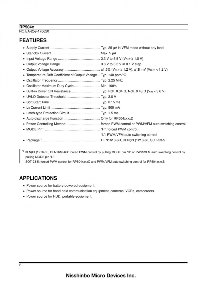 RP504 datasheet page 2