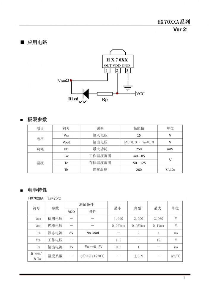 HX7039A datasheet page 2
