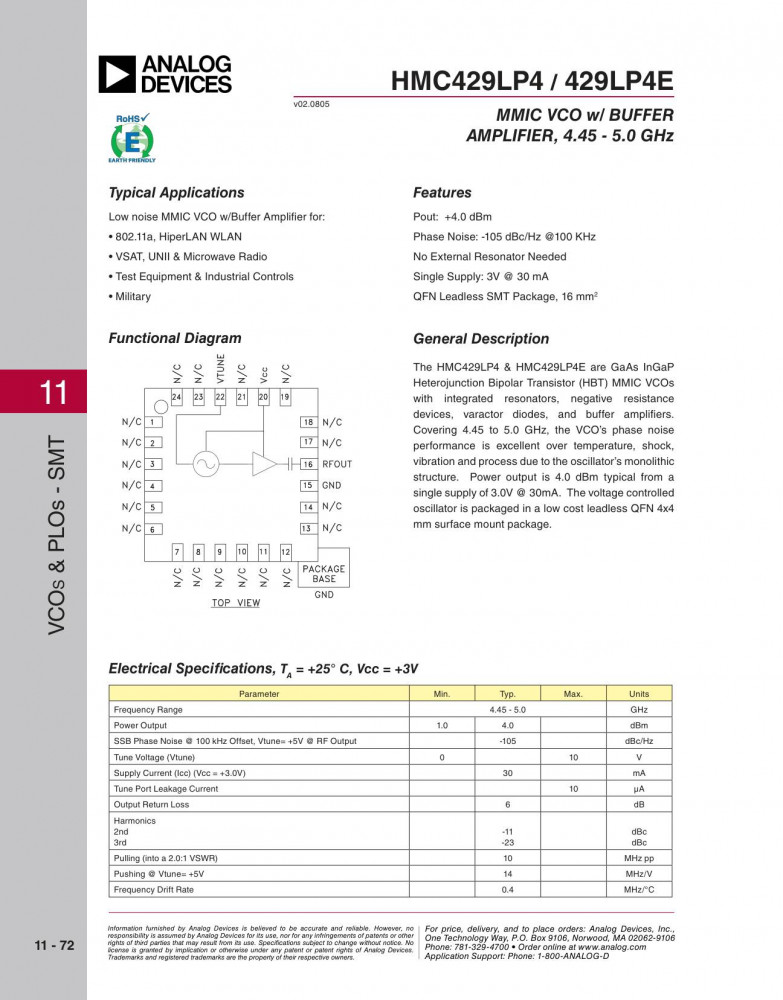 HMC429LP4E technical document page 1