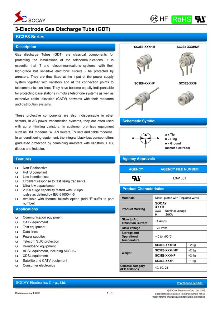 SC3E8 series datasheet page 1