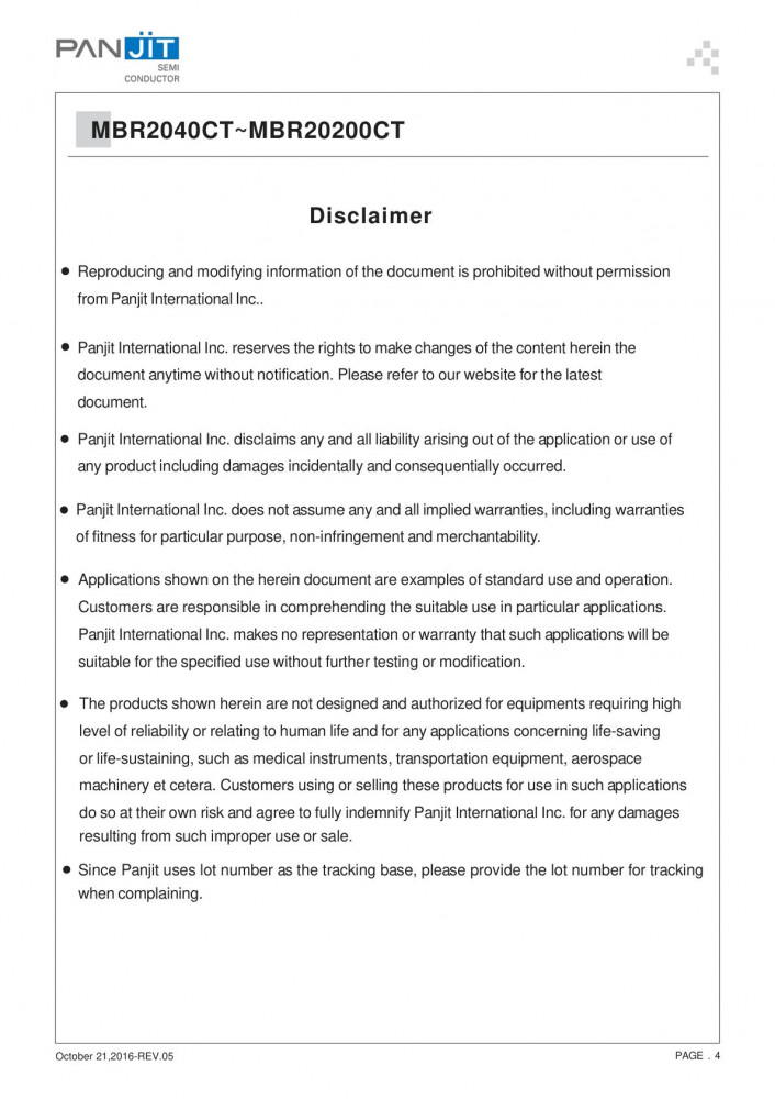 PANJIT MBR20200CT datasheet page 4