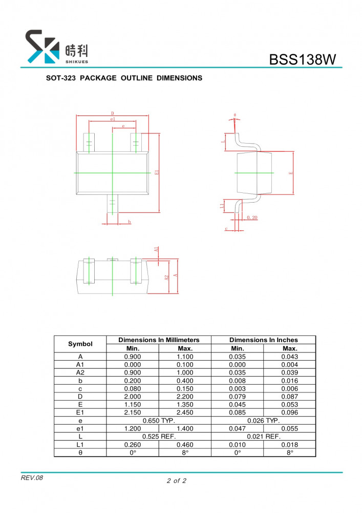 BSS138W technical document page 2