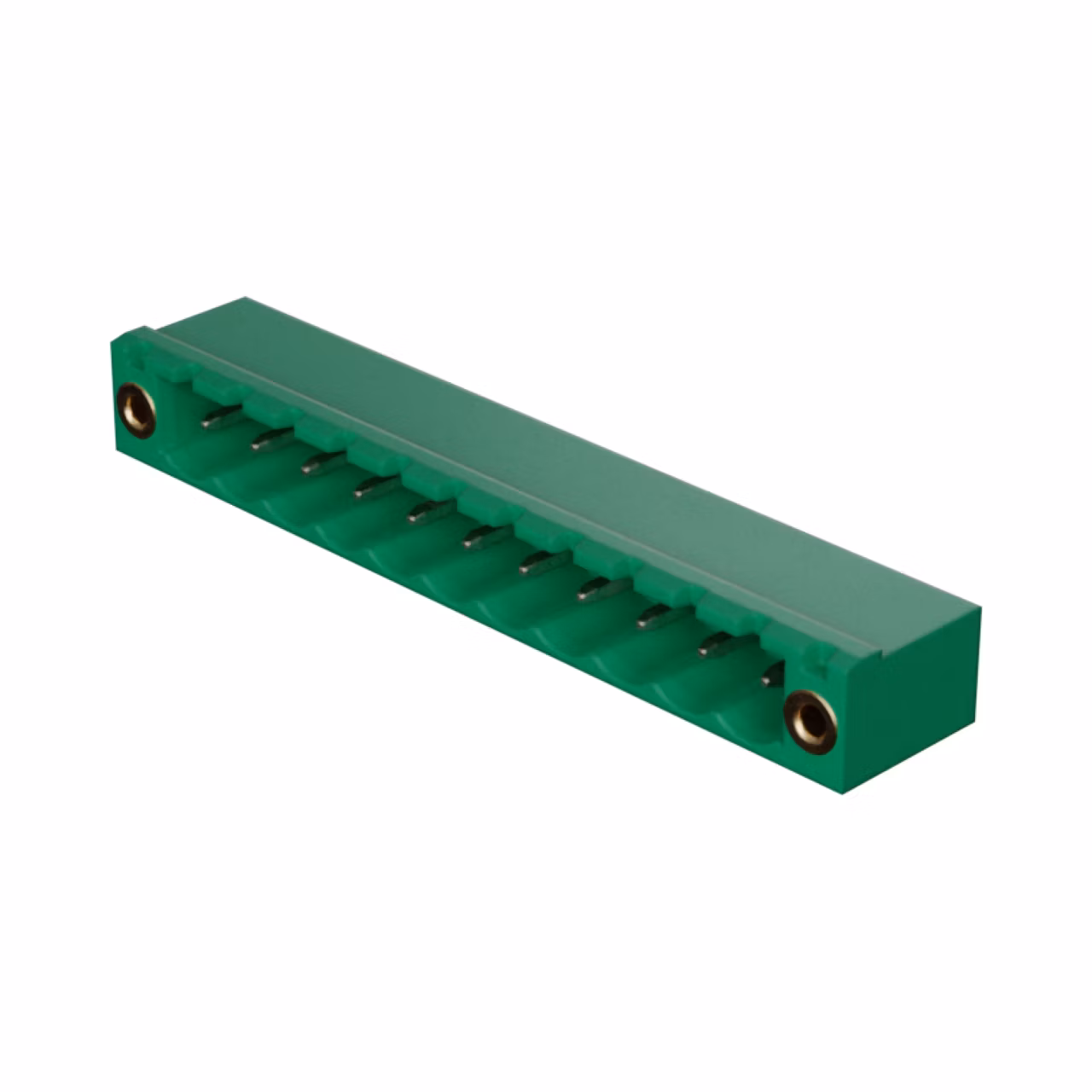 5.00mm Pitch Eurostyle Right-Angle PCB Header, with Threaded Retention Inserts, Green Housing, 11 Circuits for sale