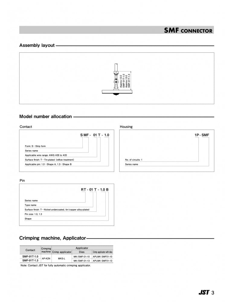 JST SMF connector datasheet page 3