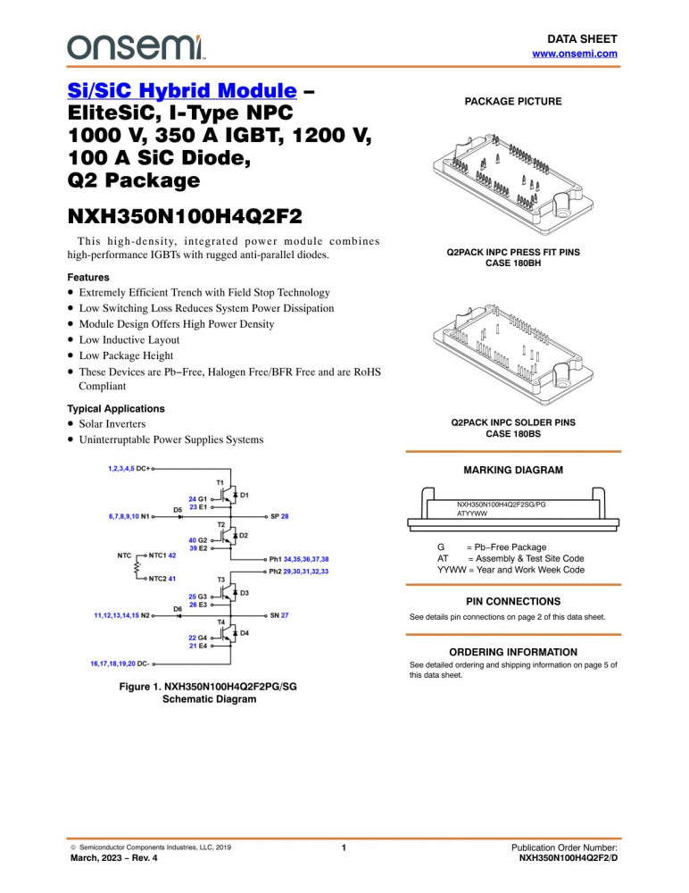 NXH350N100H4Q2 datasheet page 1
