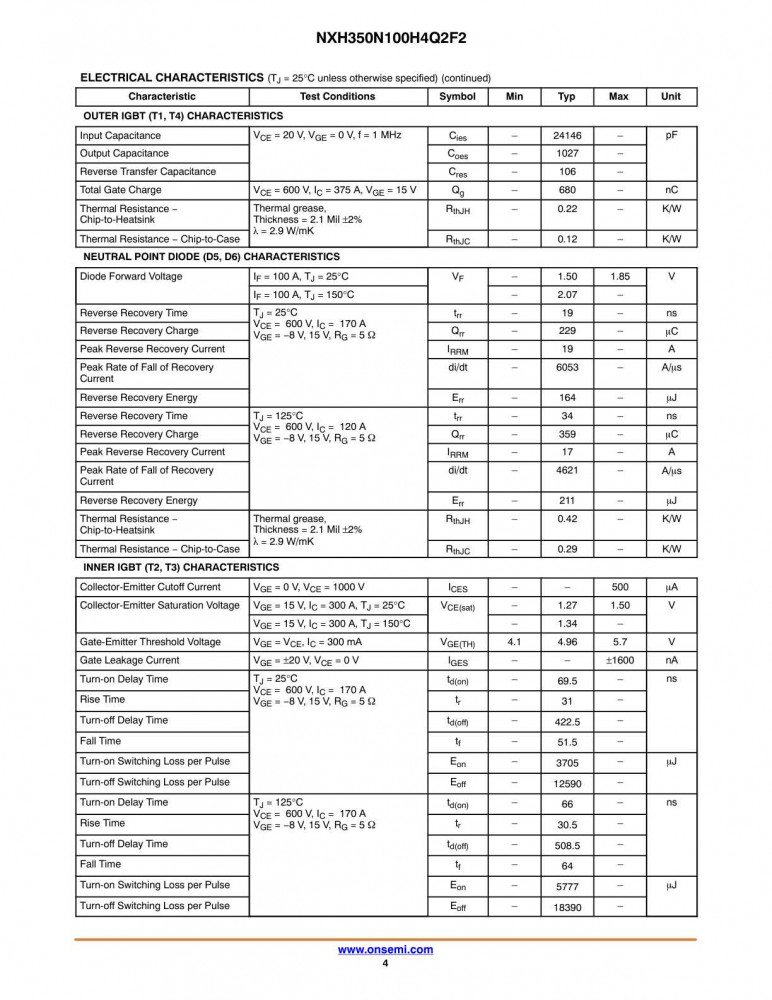 NXH350N100H4Q2 datasheet page 4