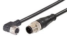 Nano-Change (M8) Single-Ended Cordset, 4 Poles, Female (Straight) with Snap Coupling to Pigtail, 24 AWG, PUR Cable, 4 Poles, 5.0m (16.40') Length
