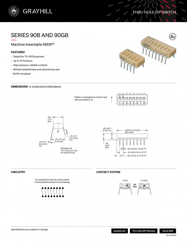 Grayhill Series 90B and 90GB document page 1