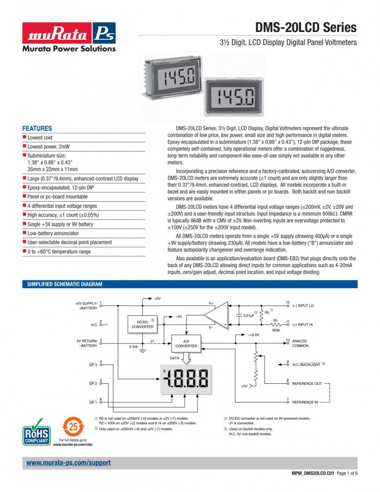 DMS-20LCD datasheet page 1