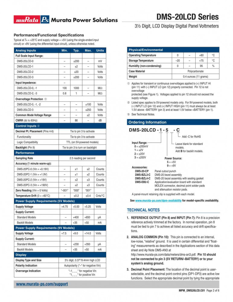 DMS-20LCD datasheet page 2