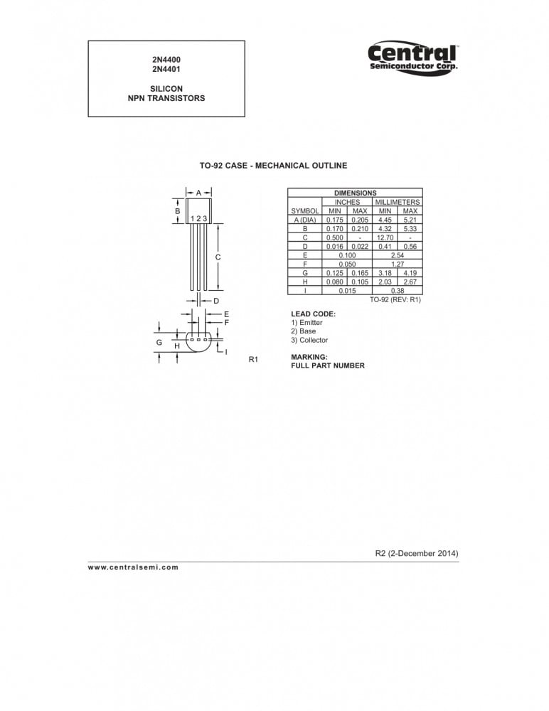 Central 2N4401 datasheet page 2