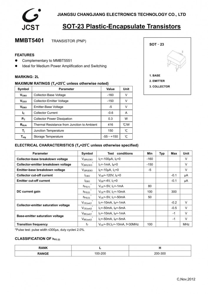 MMBT5401 datasheet page 1