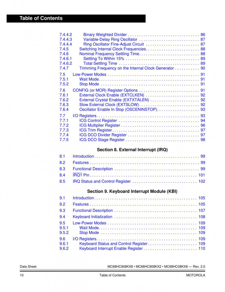 MC68HC908KX2CDW datasheet page 10