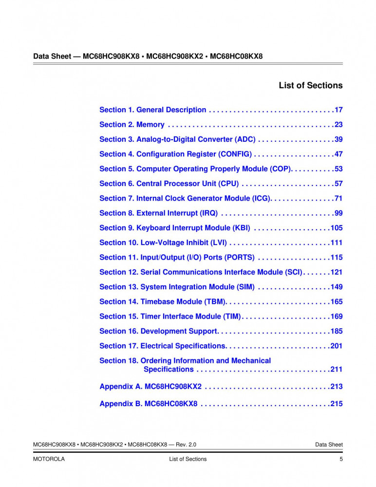 MC68HC908KX2CDW datasheet page 5