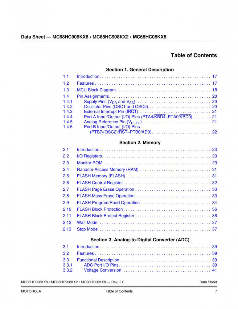 MC68HC908KX2CDW datasheet page 7