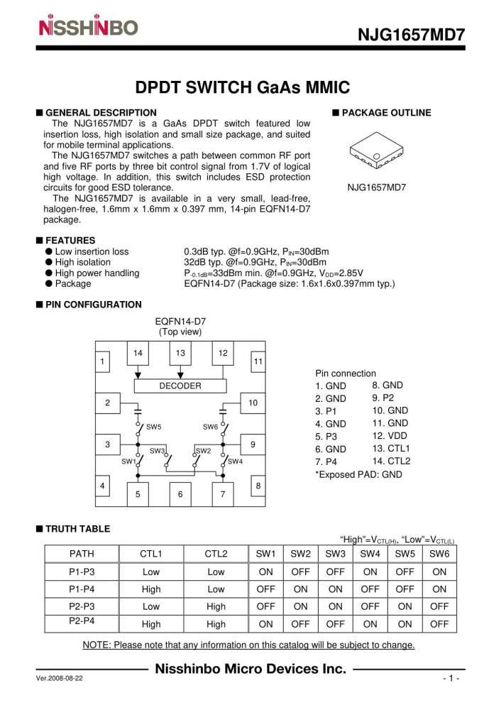 NJG1657MD7 datasheet page 1