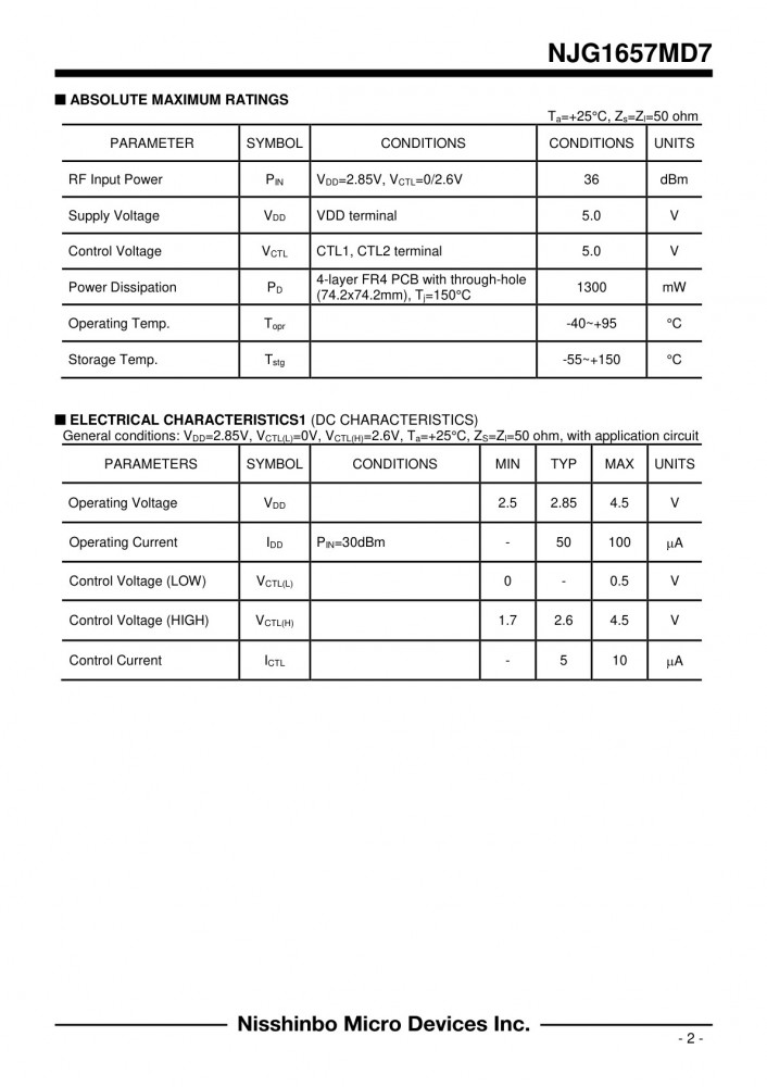 NJG1657MD7 datasheet page 2