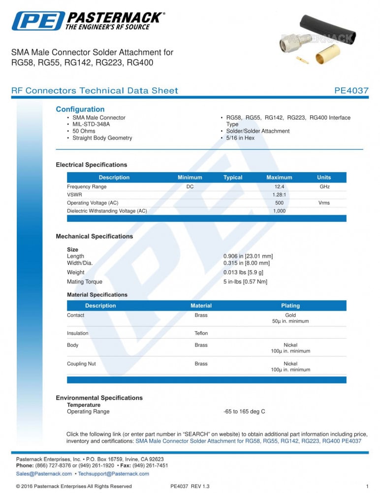 PE4037 datasheet page 1