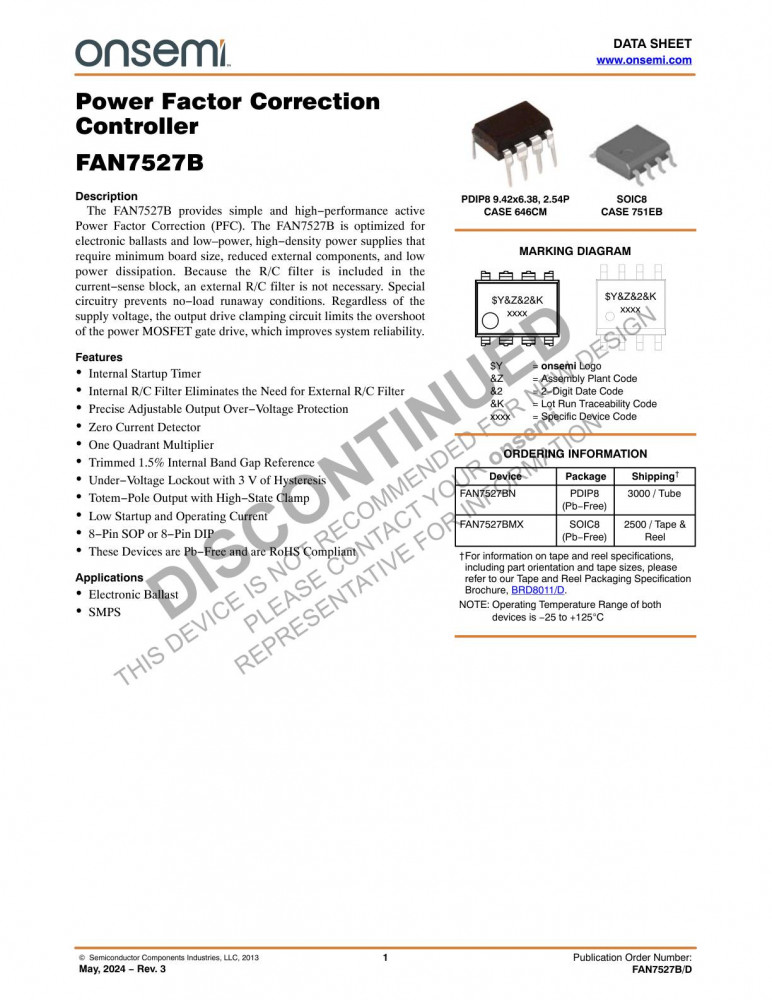 FAN7527B datasheet page 1