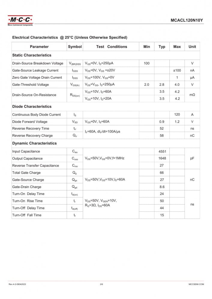 MCACL120N10Y-TP datasheet page 2