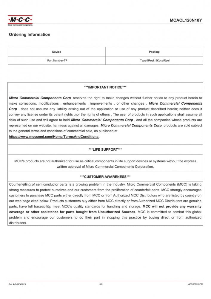 MCACL120N10Y-TP datasheet page 6