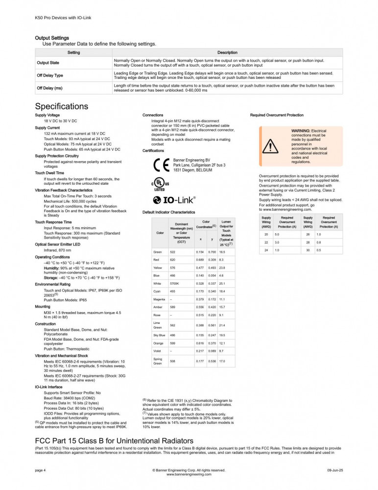 K50 product documentation page 4