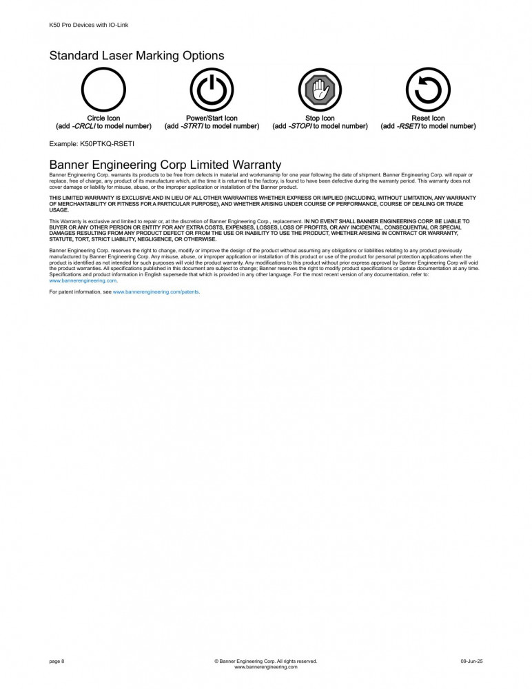 K50 product documentation page 8