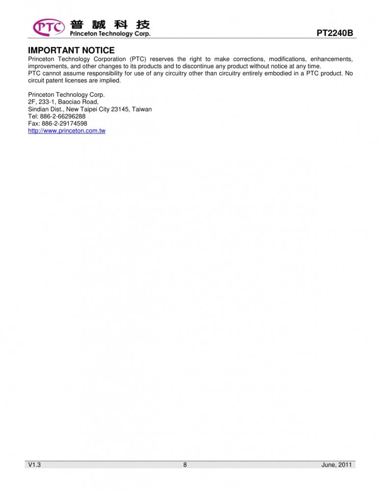 PT2240B-S datasheet page 4
