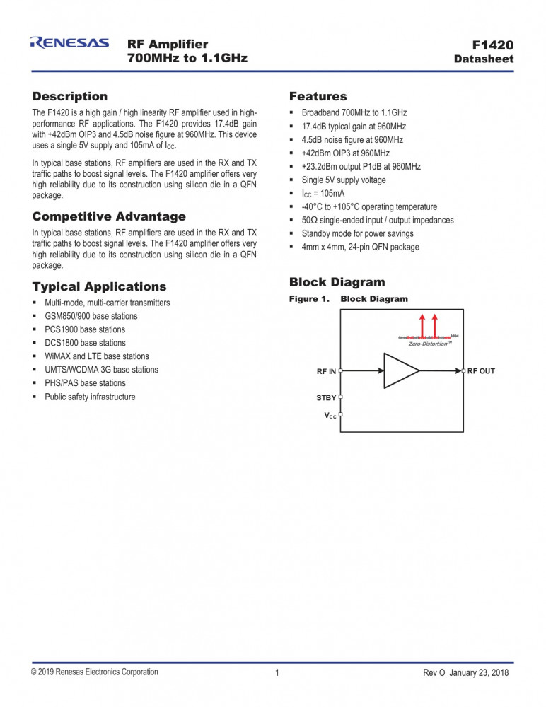 F1420NLGK technical document page 1
