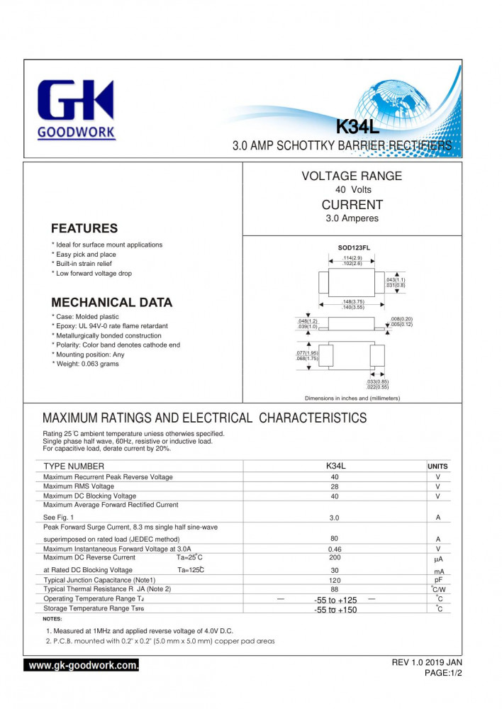 GOODWORK K34L datasheet page 1