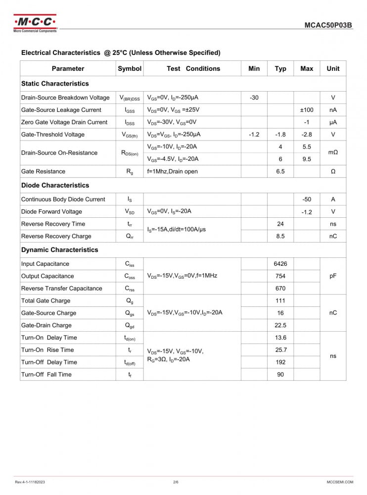 MCAC50P03B-TP datasheet page 2