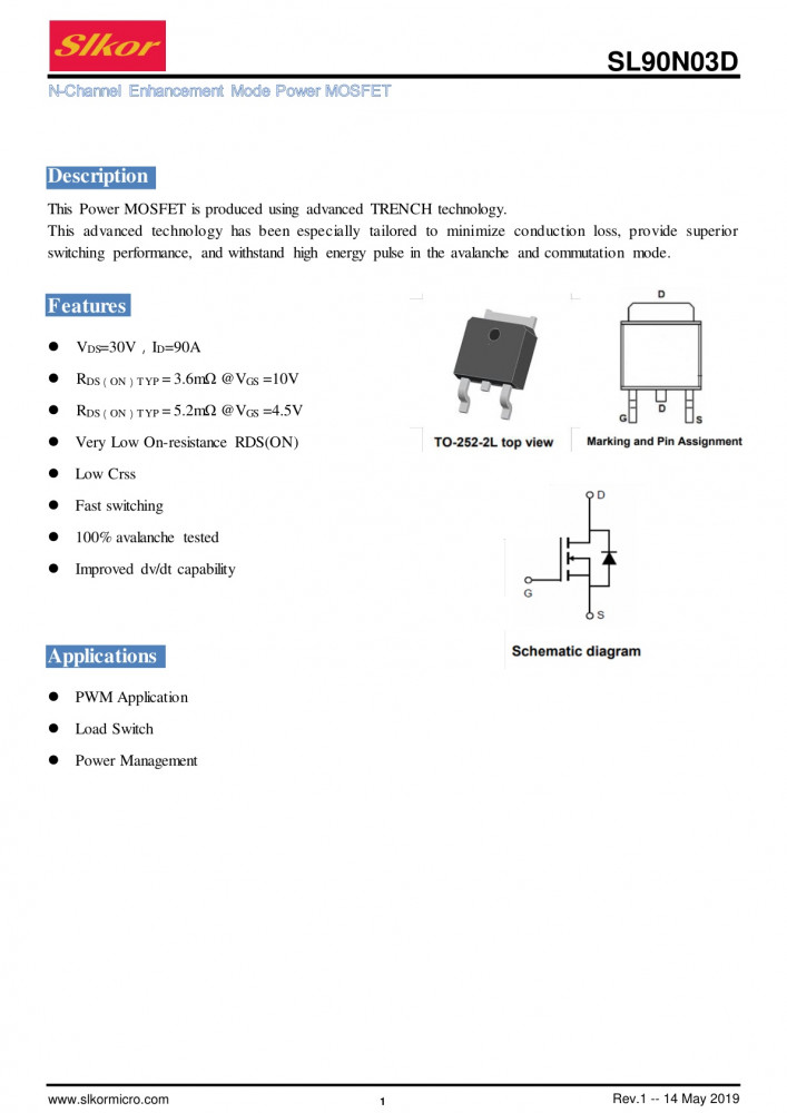 SL90N03D datasheet page 1