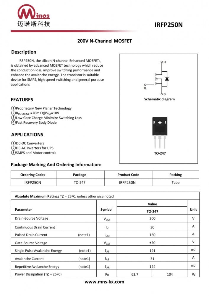 IRFP250N datasheet page 1