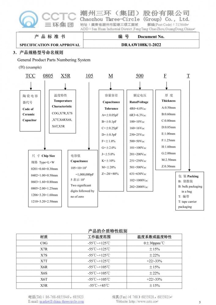 CCTC MLCC specification page 6