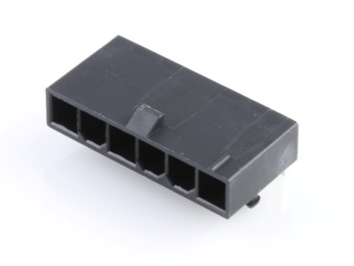 Mini-Fit Jr. Receptacle Housing, Dual Row, Nylon 6/6 UL 94V-2, 8 Circuits, Glow-Wire Capable, Black