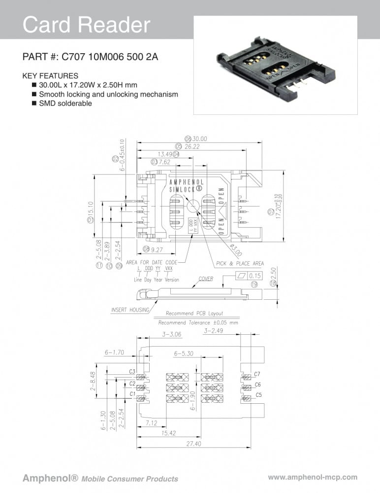 Amphenol C707 10M006 500 2A technical document page 1