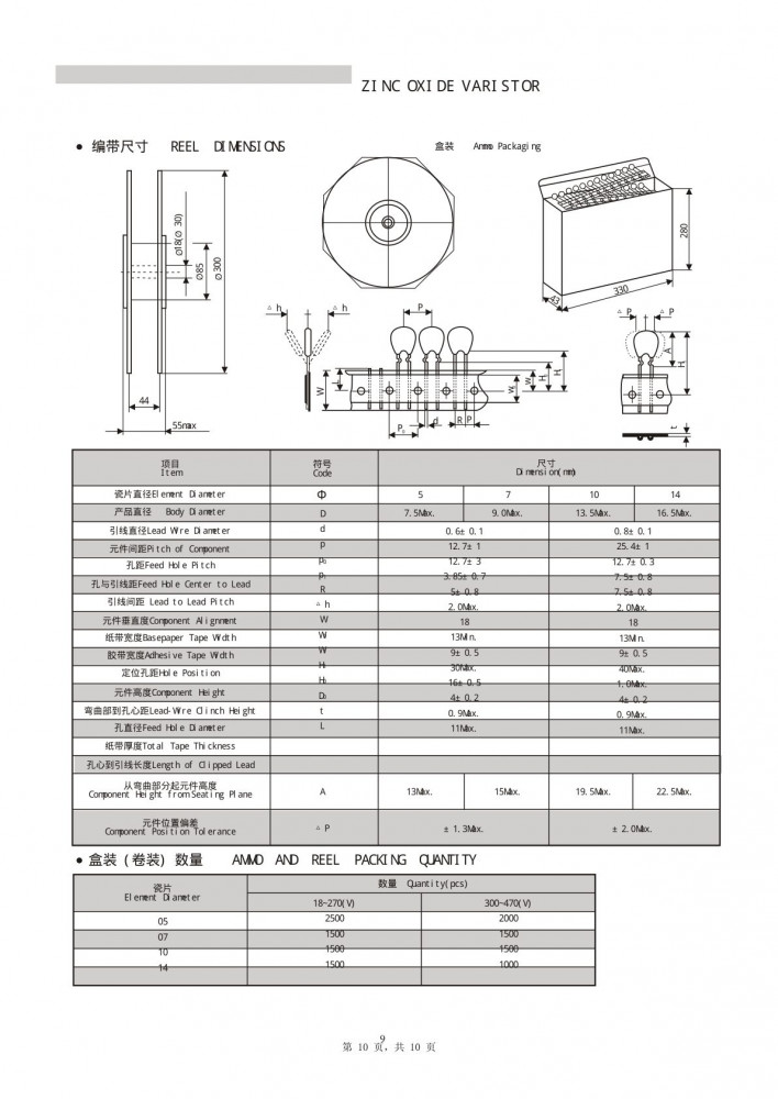 FH zinc oxide varistor datasheet page 10