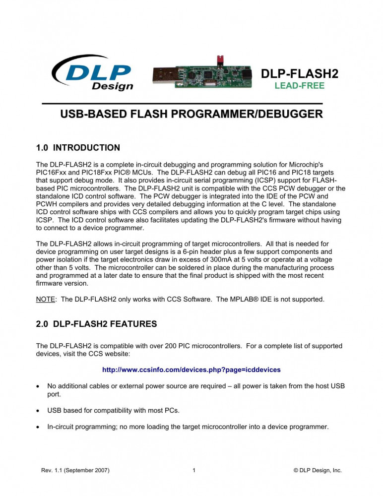 DLP-FLASH2 document page 1
