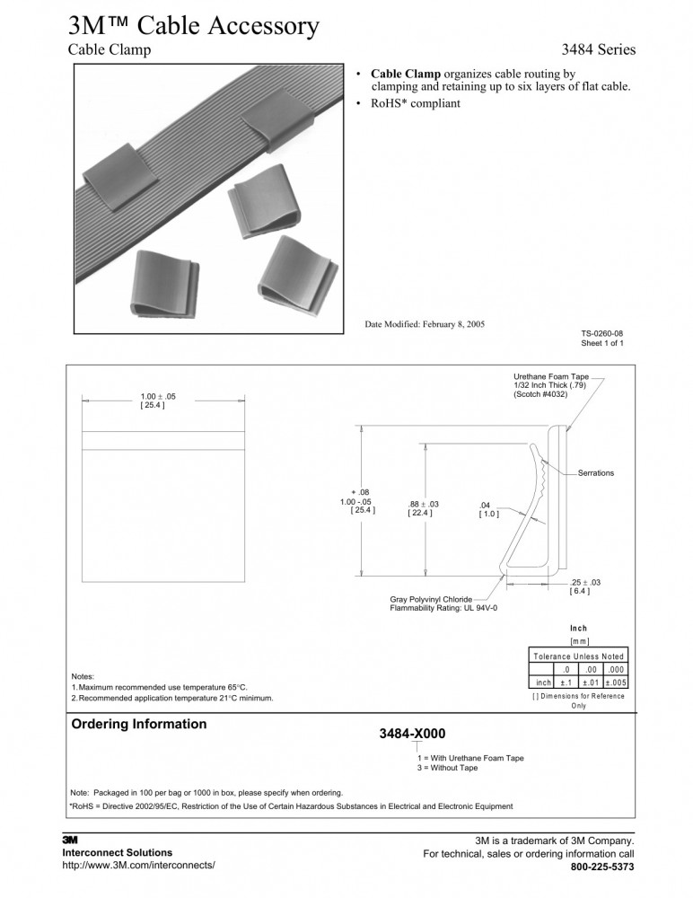 3M 3484-1 Cable Clamp technical drawing page 1