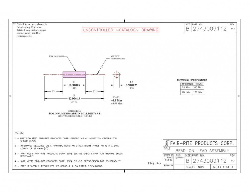 Fair-Rite 2743009112 product drawing