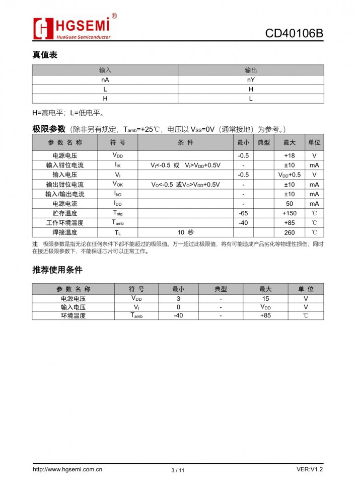 CD40106BE datasheet page 3