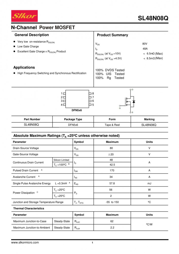 SL48N08Q datasheet page 1