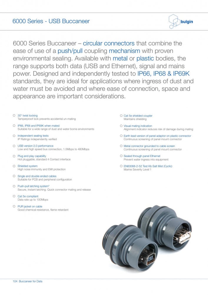 Bulgin PXP6000 series documentation page 1
